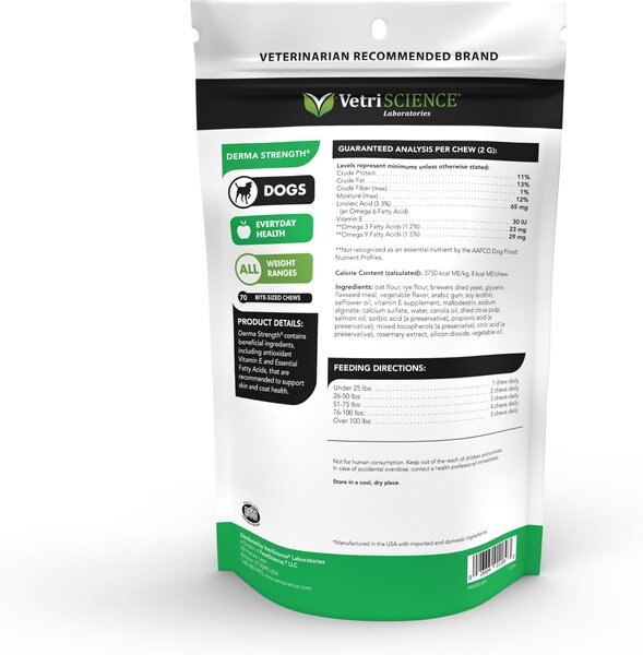 VETRISCIENCE Derma Strength Soft Chews Skin & Coat Supplement for Dogs ...