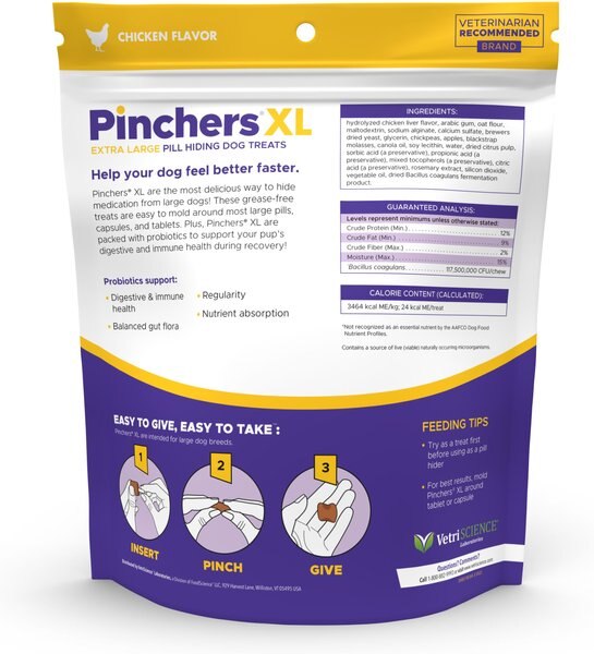 VETRISCIENCE Pinchers Pill Hiders Chicken Flavored Chews with ...