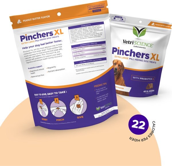 VETRISCIENCE Pinchers Pill-Hiding Probiotic Peanut Butter Flavor Treats ...