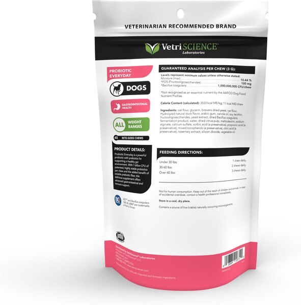 VETRISCIENCE Probiotic Everyday Duck Flavored Digestive Supplement for ...