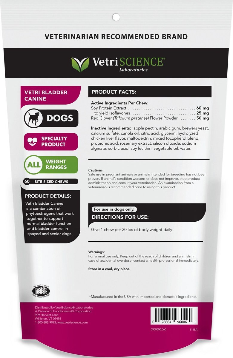 VETRISCIENCE Vetri Bladder Soft Chews Urinary Supplement for Dogs, 60 ...