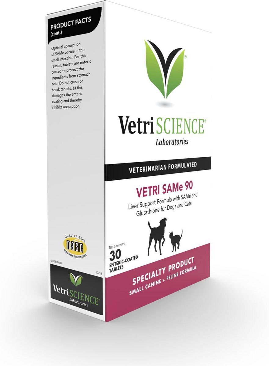 VETRISCIENCE VETRI SAMe 90 Tablets Liver Supplement for Cats & Dogs, 30 ...