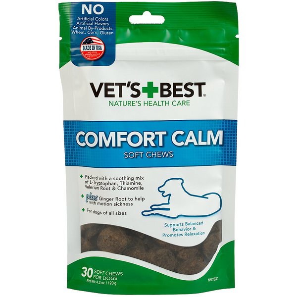 VET'S BEST Comfort Calm Chicken Flavored Soft Chews Calming Supplement ...