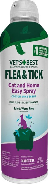VET'S BEST Flea & Tick Cat & Home Easy Spray Cotton Spice Scent Natural ...