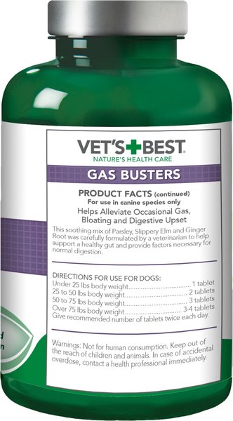VET'S BEST Gas Busters Chewable Tablets Digestive Supplement for Dogs ...