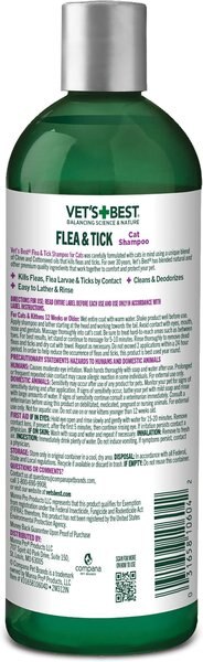 VET'S BEST Plant Based Formula Flea & Tick Natural Cat Shampoo, 12-fl ...