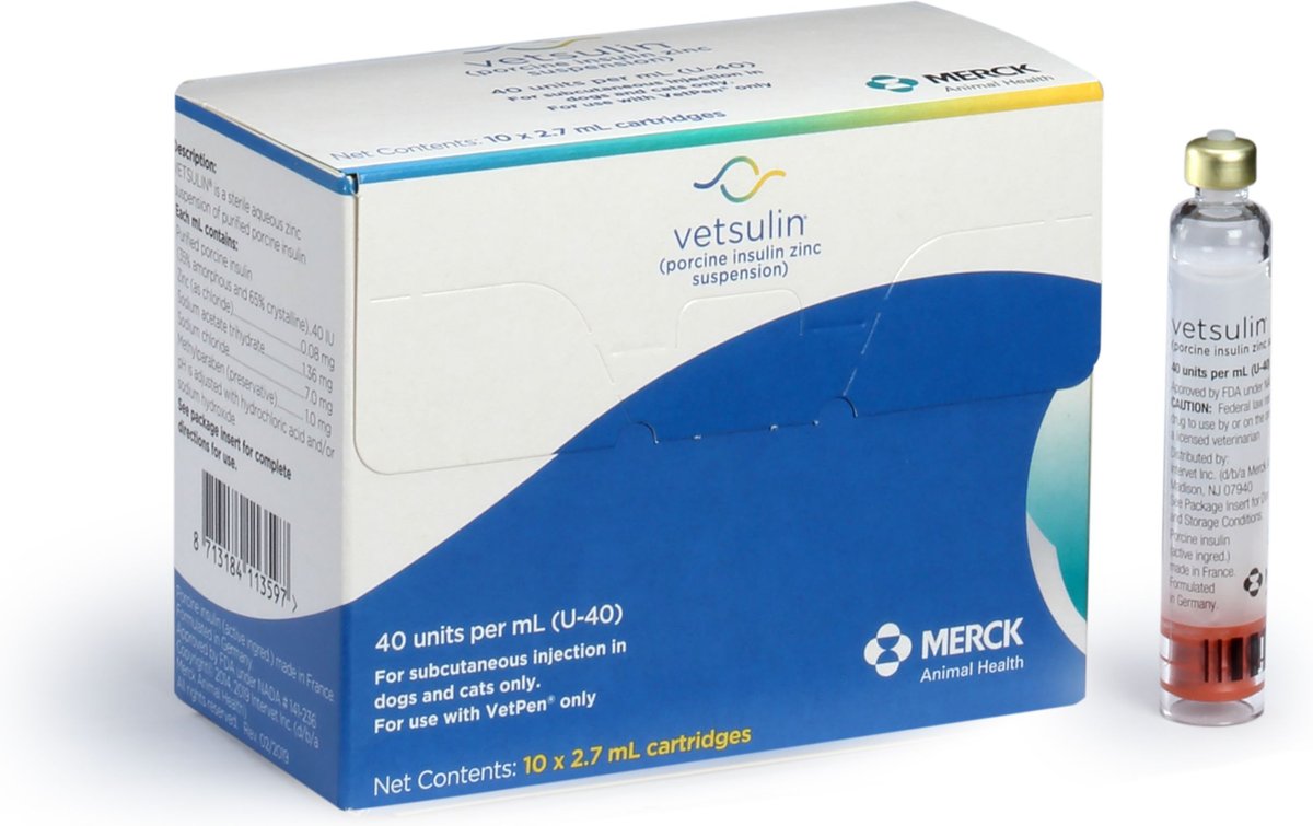 VETSULIN (porcine insulin zinc suspension) U-40 Cartridge for VetPen ...