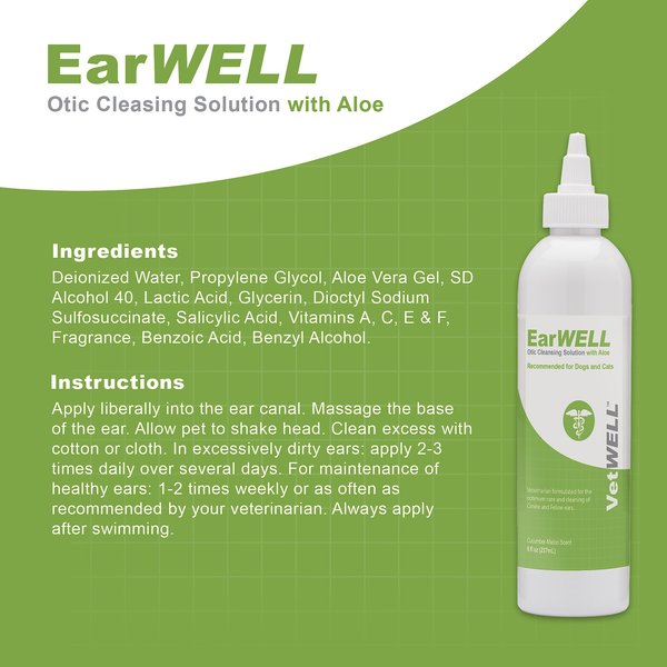 VETWELL EarWELL Otic Cleansing Solution with Aloe Cucumber Melon Scent ...