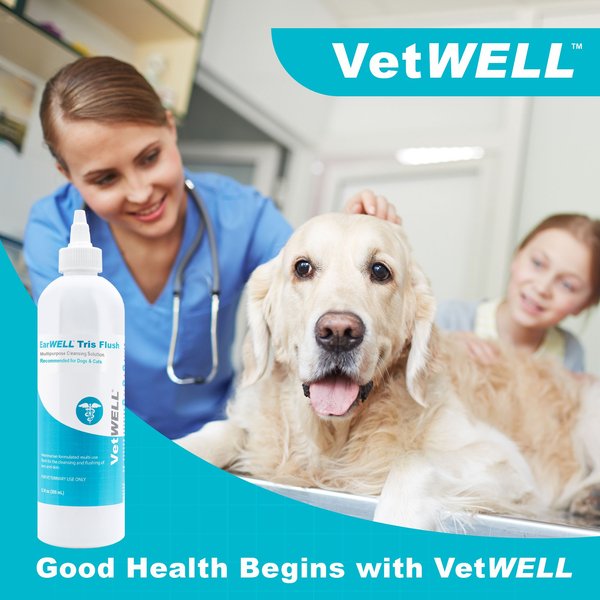 VETWELL Tris Flush Dog & Cat Ear Cleaner Solution & Infection Treatment ...