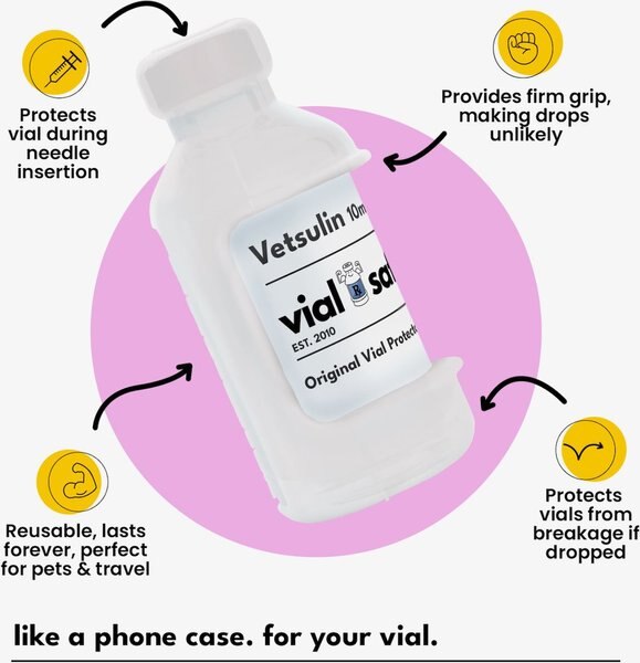 VIAL SAFE FOR PETS Insulin Vial Protector for Vetsulin, Clear, 2 Pack ...