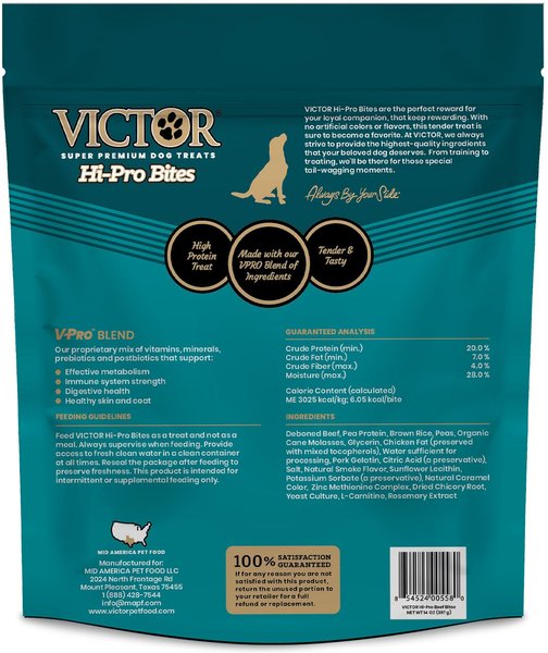 VICTOR Hi-Pro Bites Tender Beef Recipe High Protein Training Dog Treats ...