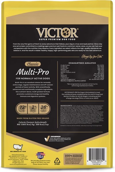 VICTOR Multi-Pro Normally Active Gluten-Free Dry Dog Food, 5-lb bag ...