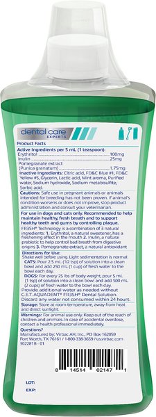 VIRBAC C.E.T. Aquadent Fr3sh Dog & Cat Dental Solution, 16.9-fl oz ...