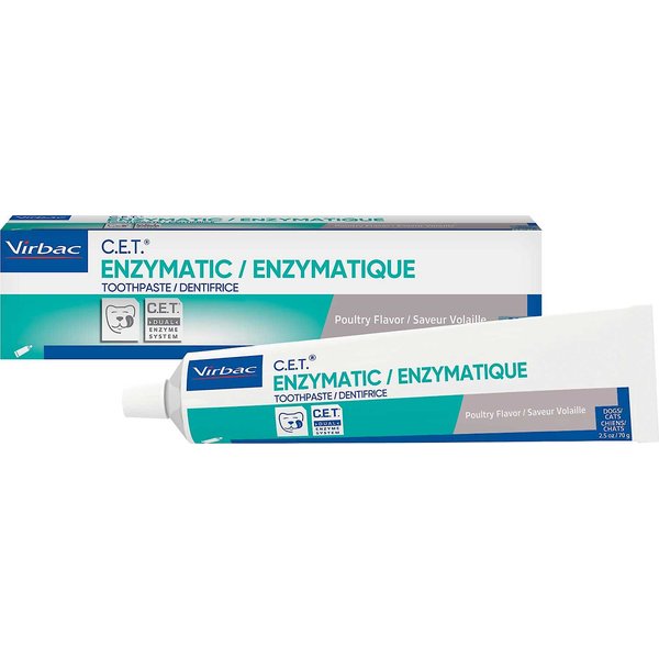 VIRBAC C.E.T. Enzymatic Poultry Flavor Dog & Cat Toothpaste, 70 gram, 2 ...
