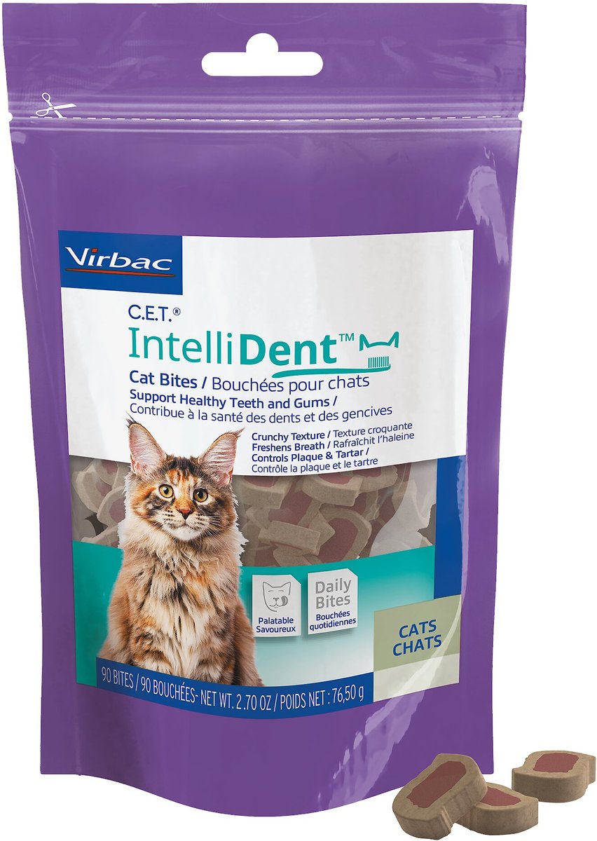 VIRBAC C.E.T. IntelliDent Cat Dental Treats, 90 count - Chewy.com