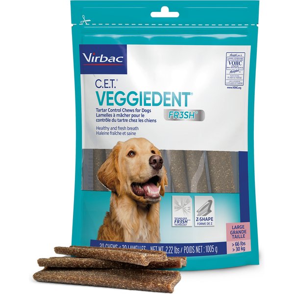 VIRBAC C.E.T. VeggieDent Fr3sh Dental Chews for Large Dogs, over 66-lbs ...