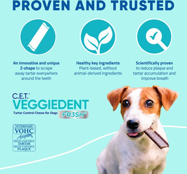 VIRBAC C.E.T. VeggieDent Fr3sh Dental Chews for Large Dogs, over 66-lbs ...