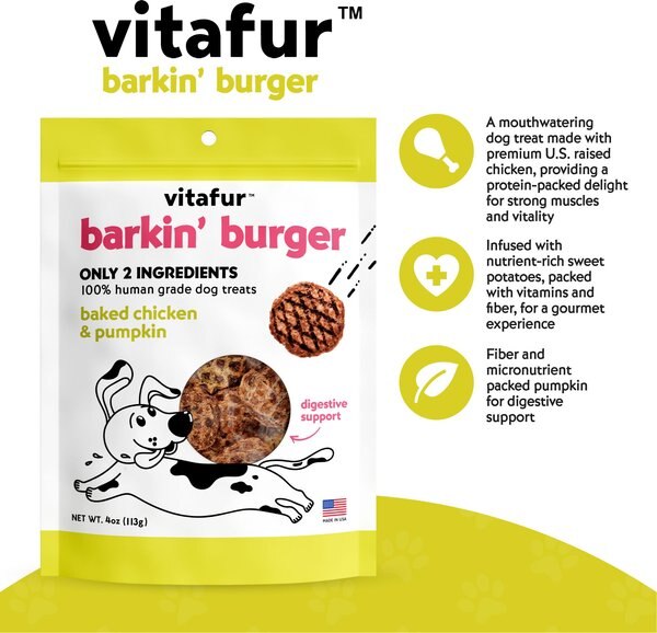 Out of Stock - VITAFUR Barkin Burger Chicken & Pumpkin Dog Treat, 4-oz ...