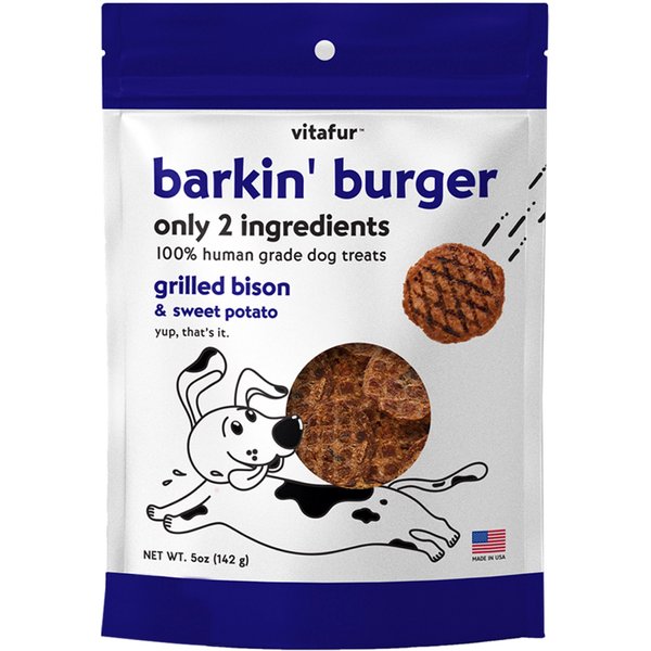 VITAFUR Barkin' Burger Grilled Bison Dehydrated Dog Treats, 5-oz bag - Chewy.com