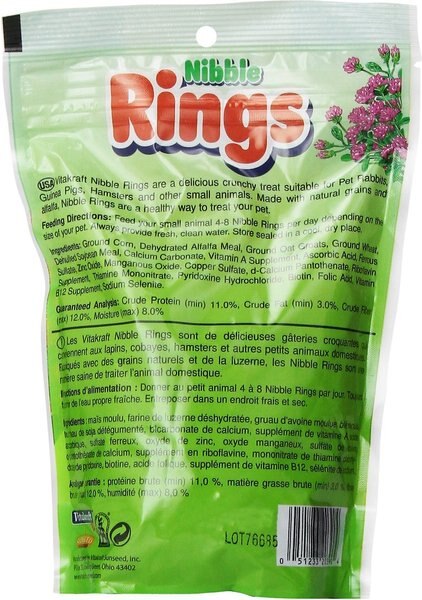VITAKRAFT Nibble Rings Crunchy Small Animal Treats, 10.6-oz bag, bundle ...