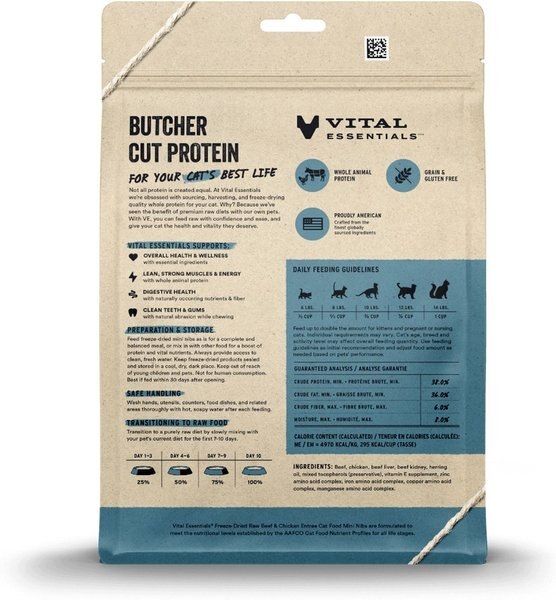 VITAL ESSENTIALS Beef & Chicken Entree Cat Food Mini Nibs Grain-Free ...