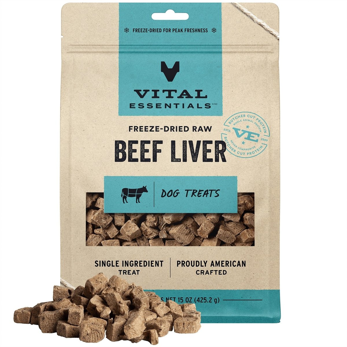 VITAL ESSENTIALS Beef Liver Freeze-Dried Raw Dog Treats, 15-oz bag ...