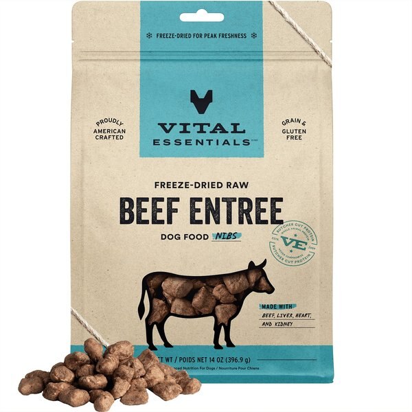 VITAL ESSENTIALS Freeze-Dried Raw Beef Patties Entree Dog Food, 30-oz ...