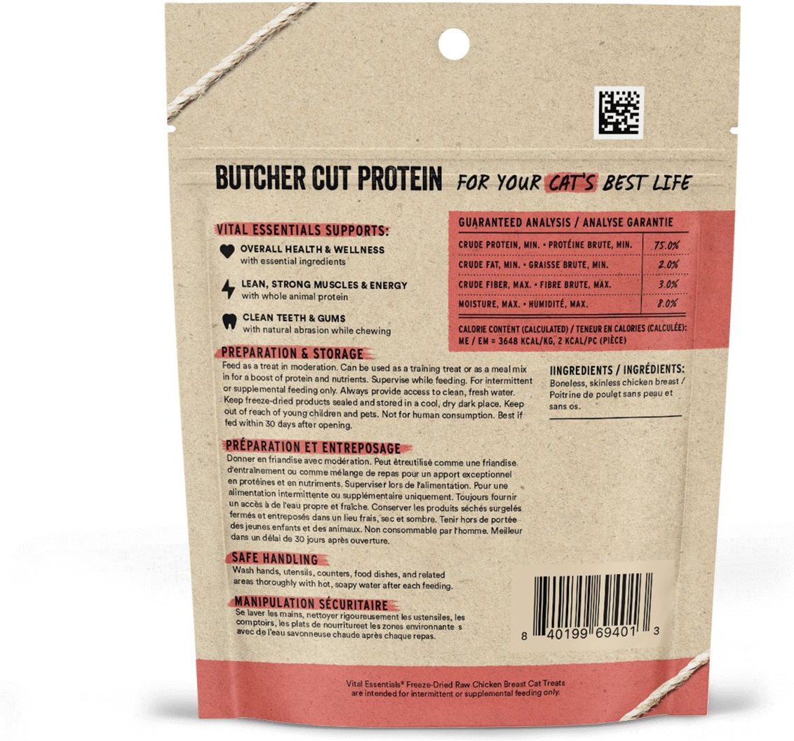 VITAL ESSENTIALS Chicken Breast Freeze-Dried Raw Cat Treats, 1-oz bag ...