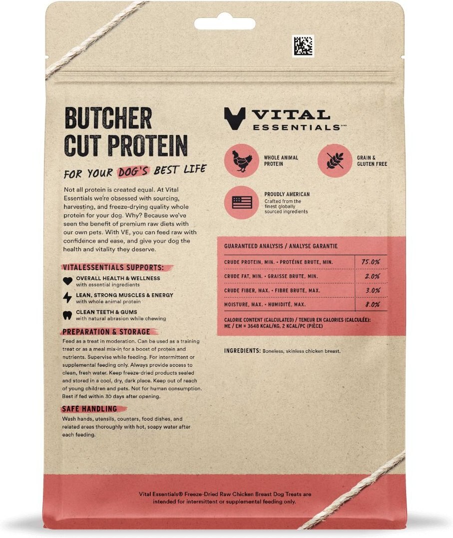 VITAL ESSENTIALS Chicken Breast Grain-Free Freeze-Dried Raw Dog Treats ...