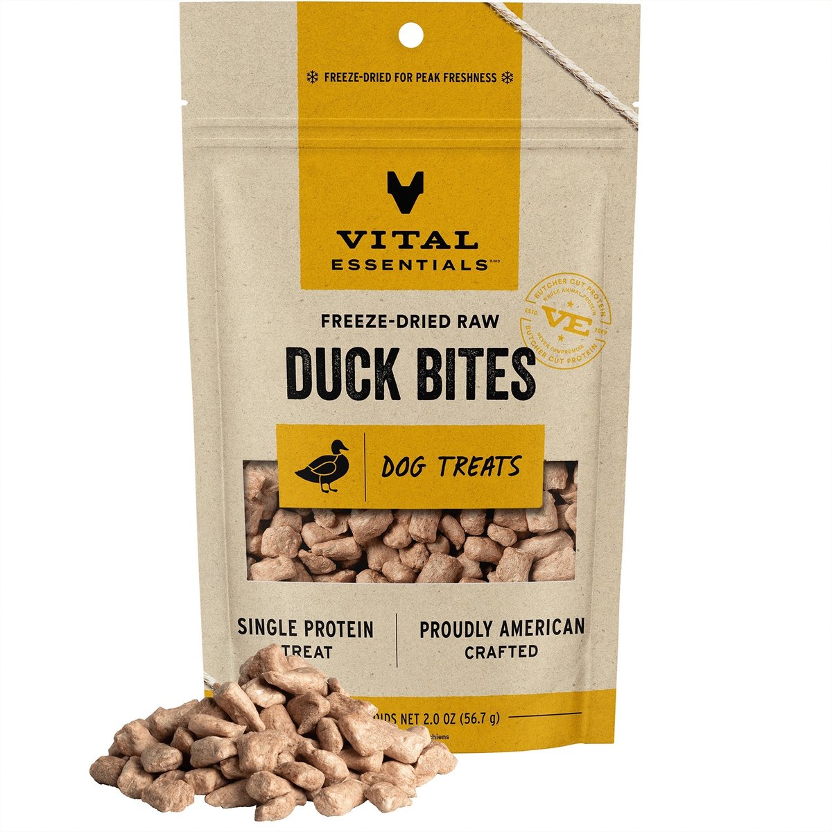 VITAL ESSENTIALS Duck Bites Treats Freeze-Dried Raw Dog Treats, 2-oz ...