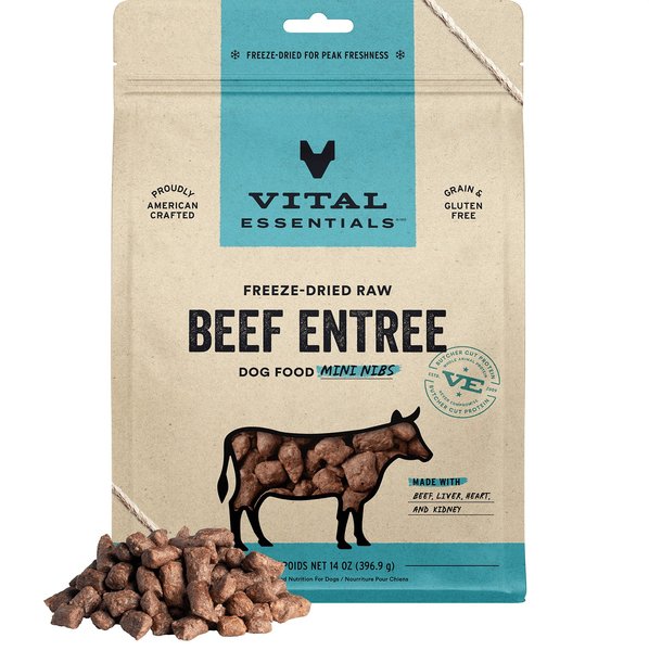 VITAL ESSENTIALS Freeze-Dried Raw Beef Entree Mini Nibs Dog Food, 14-oz ...