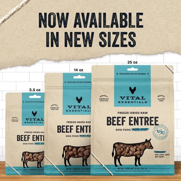 VITAL ESSENTIALS Freeze-Dried Raw Beef Entree Mini Nibs Dog Food, 5.5 ...