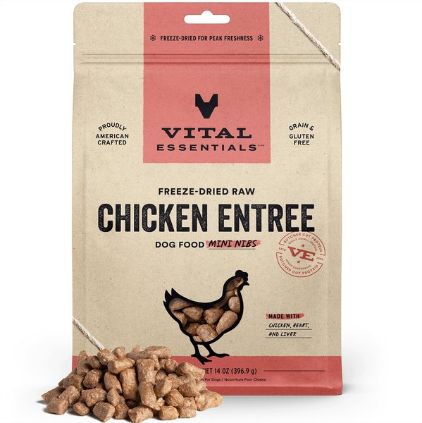 VITAL ESSENTIALS Freeze-Dried Raw Chicken Entree Mini Nibs Dog Food, 14 ...
