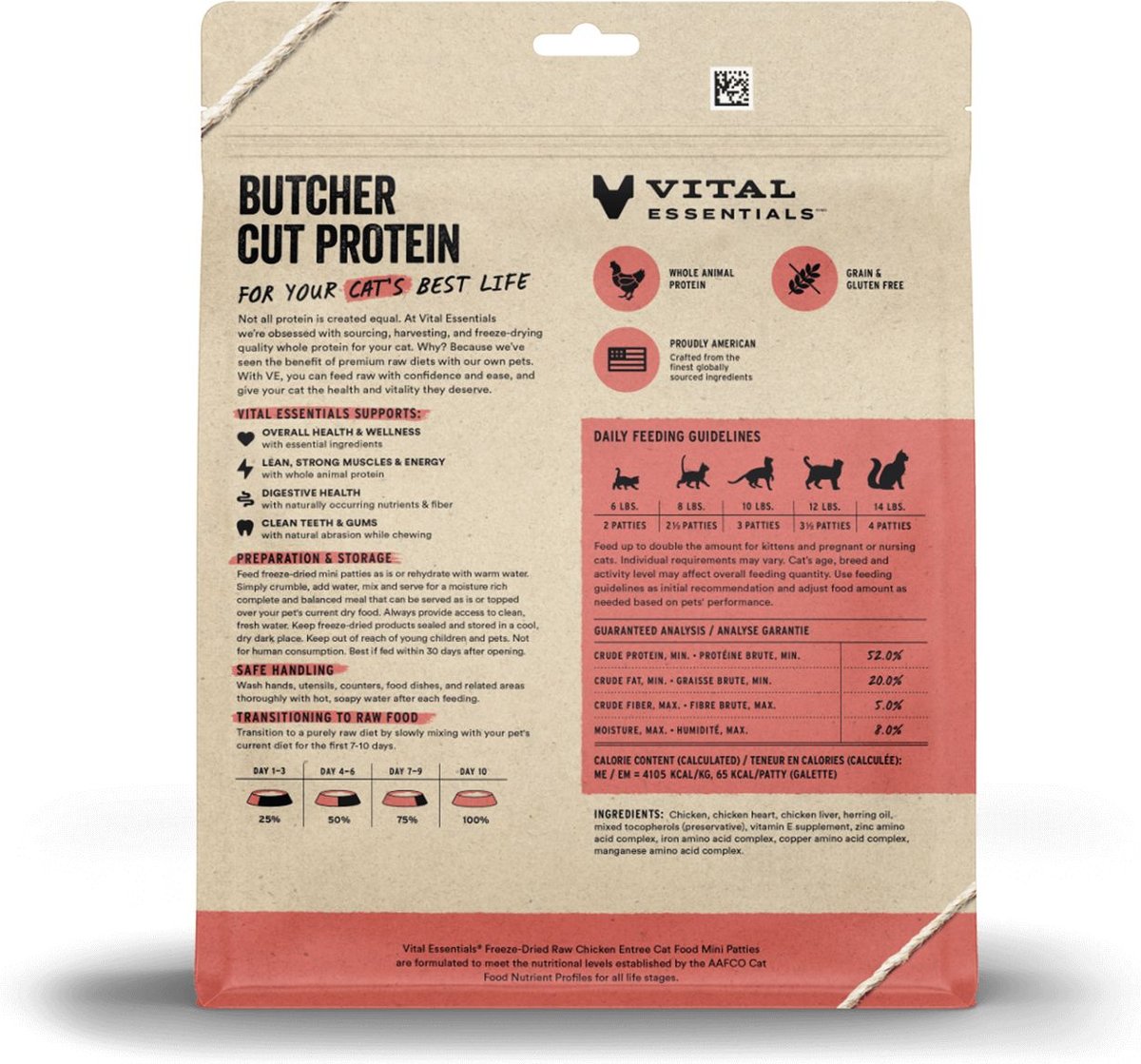 VITAL ESSENTIALS Freeze-Dried Raw Chicken Mini Patties Entree Cat Food ...
