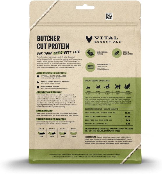 VITAL ESSENTIALS Freeze-Dried Raw Rabbit Entree & Mixer Cat Food ...