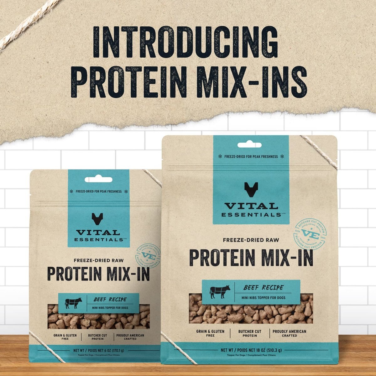 VITAL ESSENTIALS Protein Mix-In Beef Recipe Mini Nibs Grain-Free Freeze ...