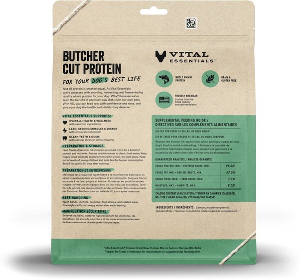 VITAL ESSENTIALS Protein Mix-In Salmon Recipe Mini Nibs Grain-Free ...