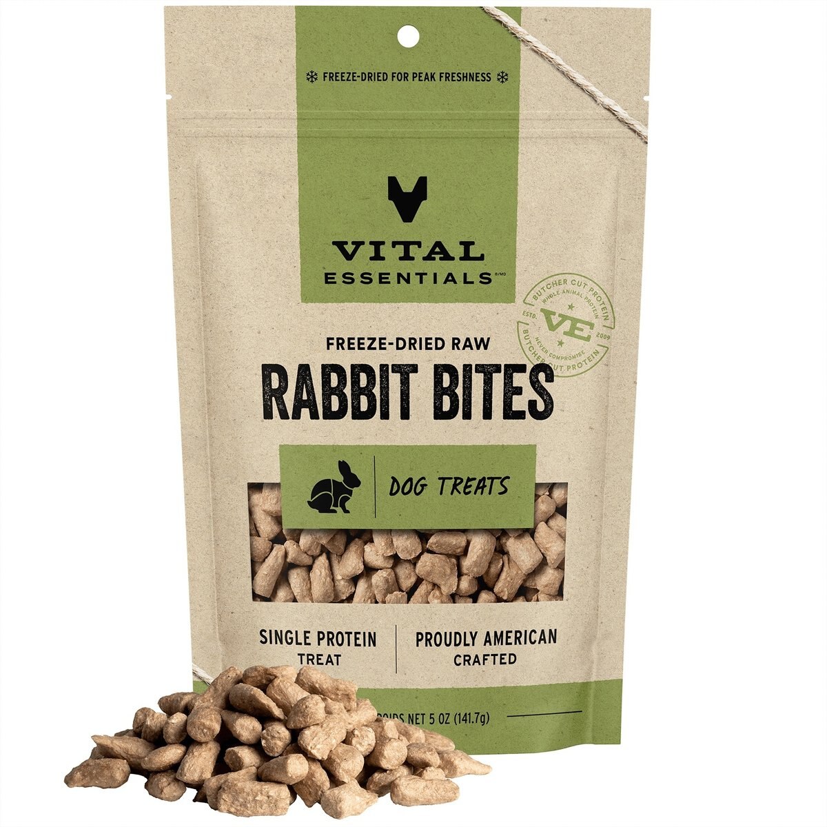 VITAL ESSENTIALS Rabbit Bites Freeze-Dried Raw Dog Treats, 5-oz bag ...