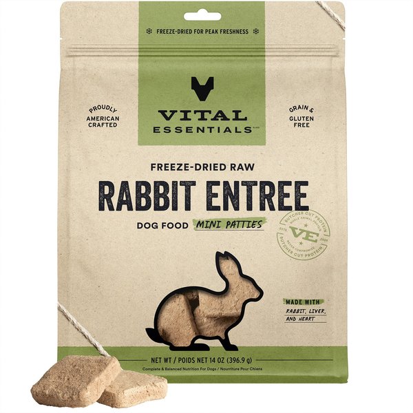 VITAL ESSENTIALS Freeze-Dried Raw Rabbit Entree & Mixer Dog Food ...