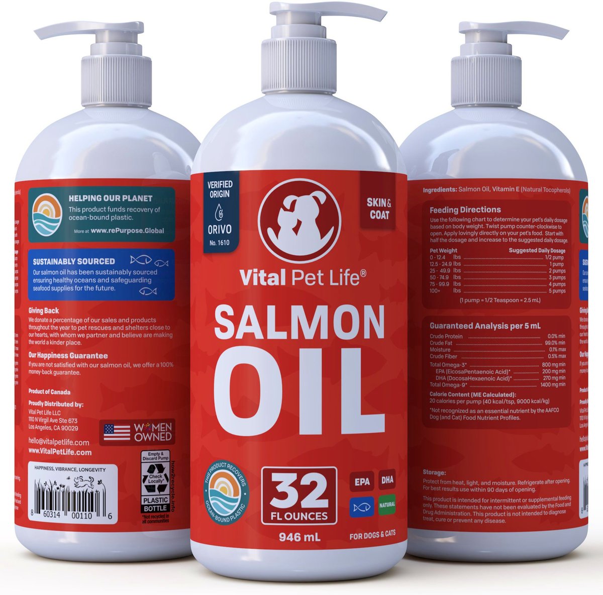 VITAL PET LIFE Salmon Oil Skin & Coat Health Liquid Cat & Dog ...