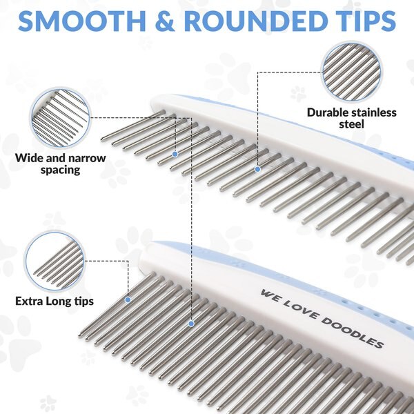 WE LOVE DOODLES Metal Dog Grooming Combs, 2 count, Blue - Chewy.com