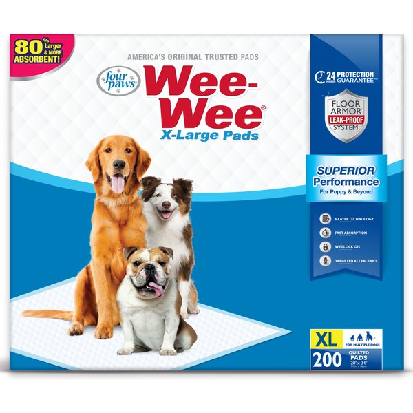 WEE-WEE Pads Superior Performance with Runoff Edge Guard Dog Pee Pads ...