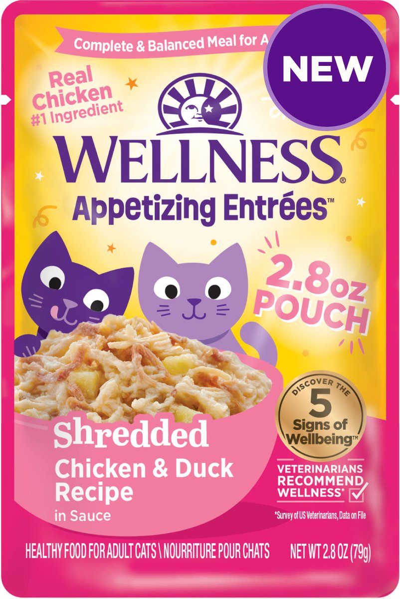 WELLNESS Appetizing Entrees Chicken & Duck Natural Grain-Free Shredded ...