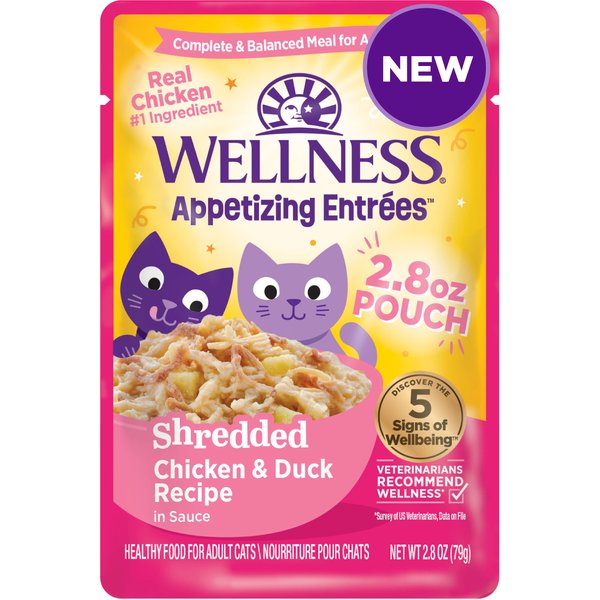 WELLNESS Appetizing Entrees Chicken & Duck Natural Grain-Free Shredded ...