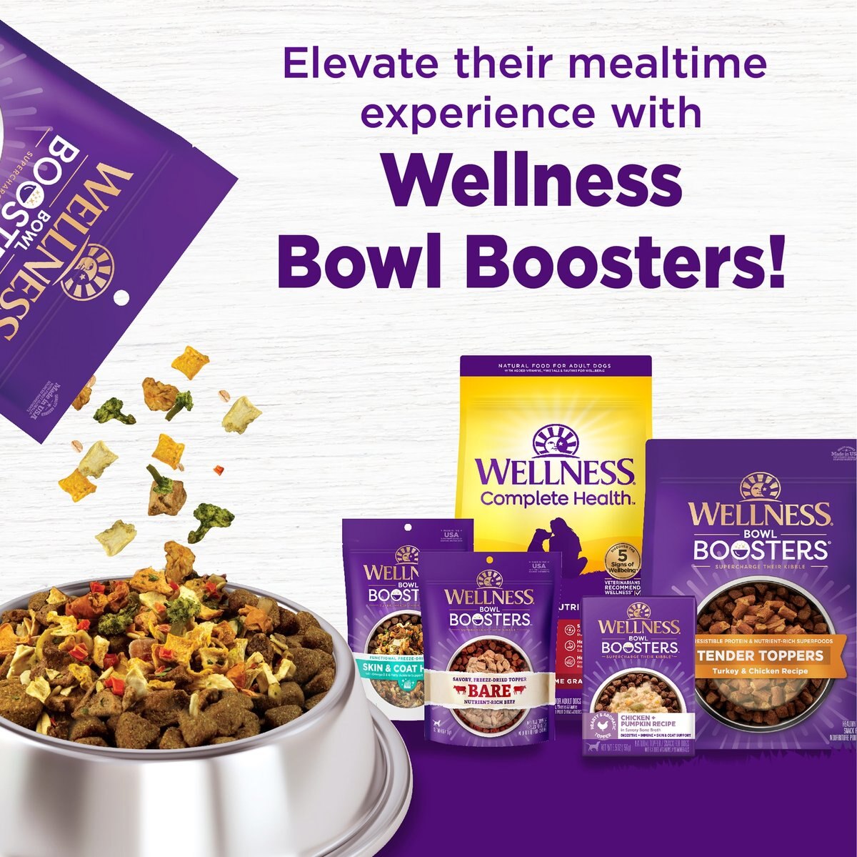 WELLNESS Bowl Boosters Tender Toppers Grain-Free Lamb & Salmon Dog Food ...