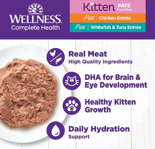 WELLNESS Complete Health Kitten Variety Pack Grain-Free Canned Cat Food ...