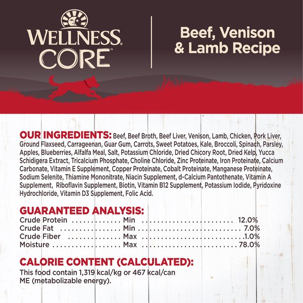 WELLNESS CORE Grain-Free Beef, Venison & Lamb Formula Canned Dog Food ...