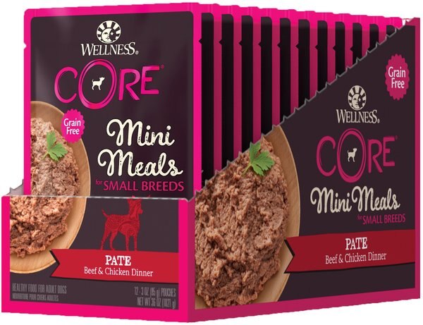 WELLNESS CORE Grain-Free Small Breed Mini Meals Beef & Chicken Pate Dog ...