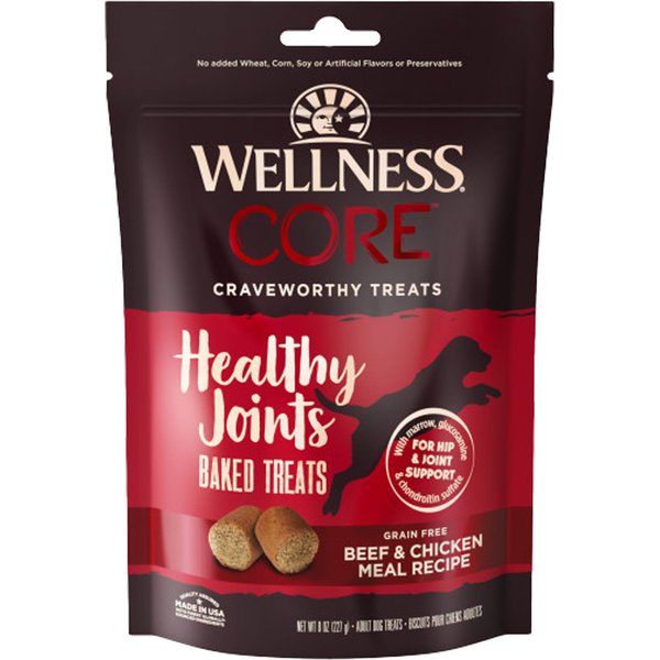 WELLNESS CORE Healthy Joints Beef & Chicken Grain-Free Dog Treats, 8-oz ...