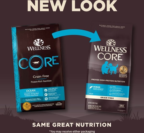 WELLNESS CORE Ocean Whitefish, Herring & Salmon Recipe Dry Dog Food, 26 ...